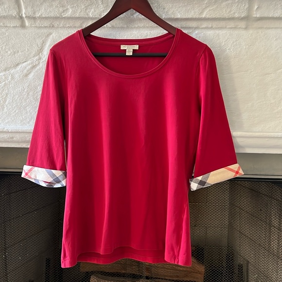 Burberry | Tops | Burberry Red Short Sleeve Tee | Poshmark